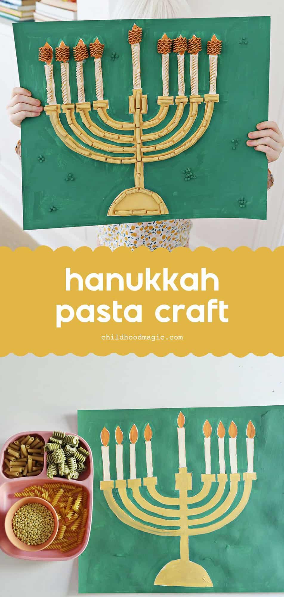 Hanukkah Craft - A Pasta and Lentil Menorah - Childhood Magic