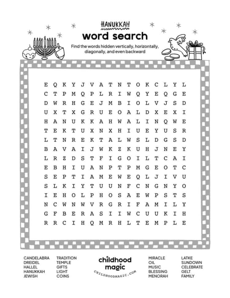 Hanukkah Word Search - Childhood Magic