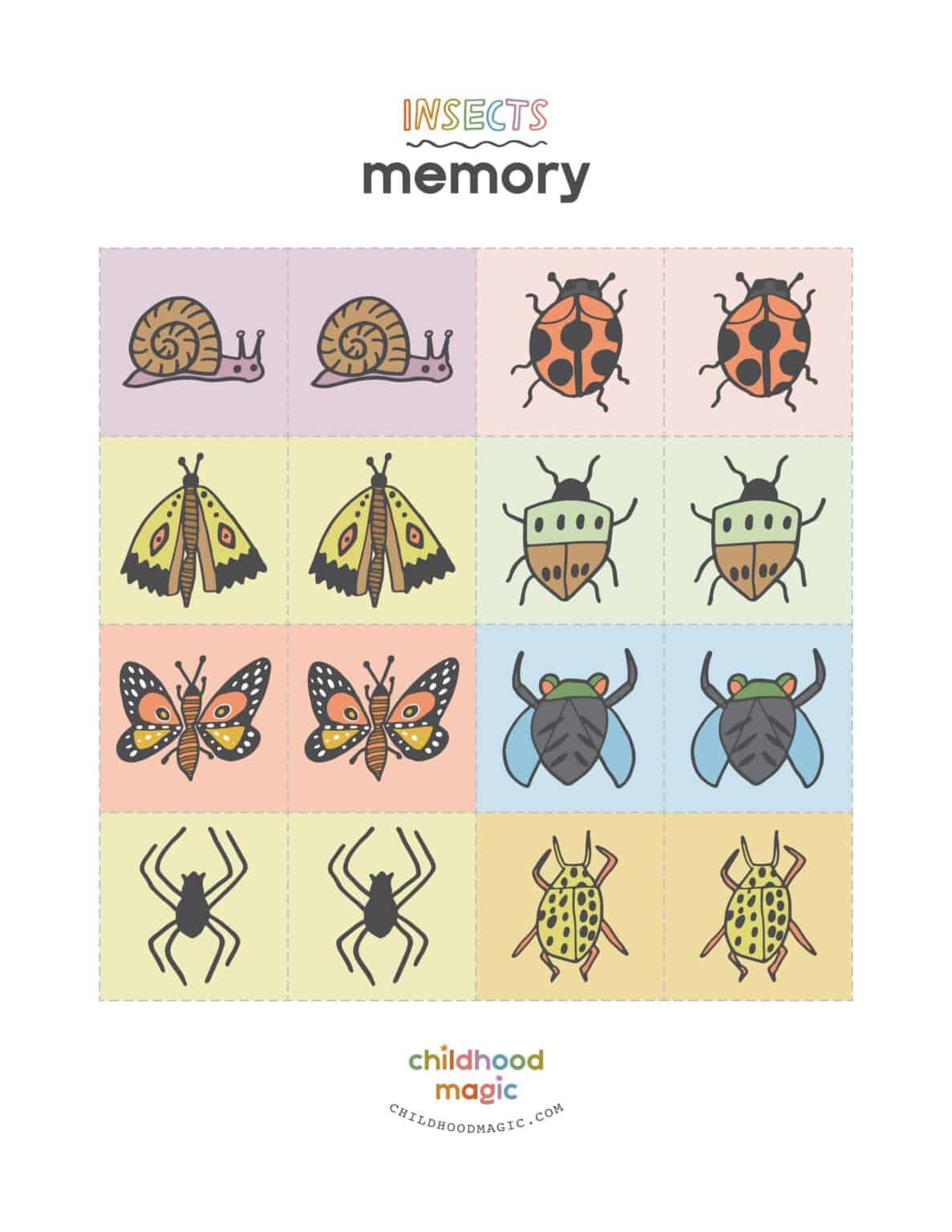 Insect Memory Game - Childhood Magic