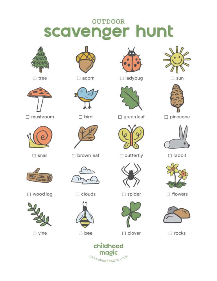 Outdoor Scavenger Hunt (Free Printable!) - Childhood Magic