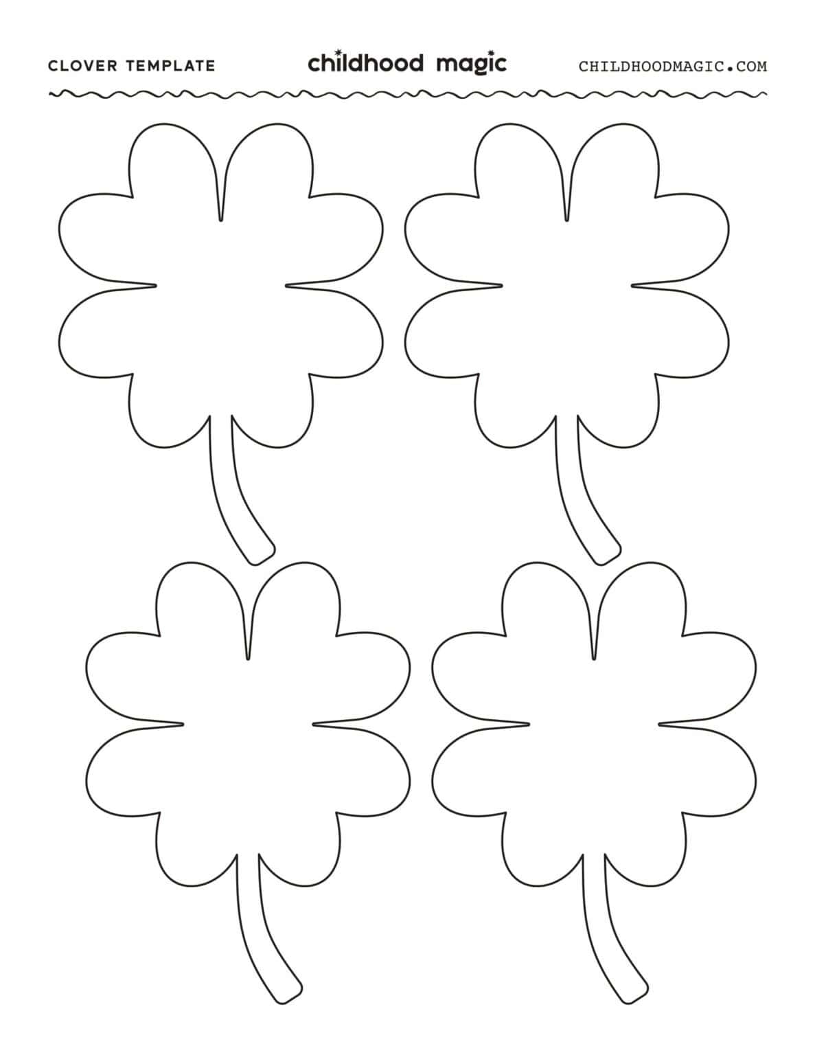 Four Leaf Clover Template- Free Printable - Childhood Magic