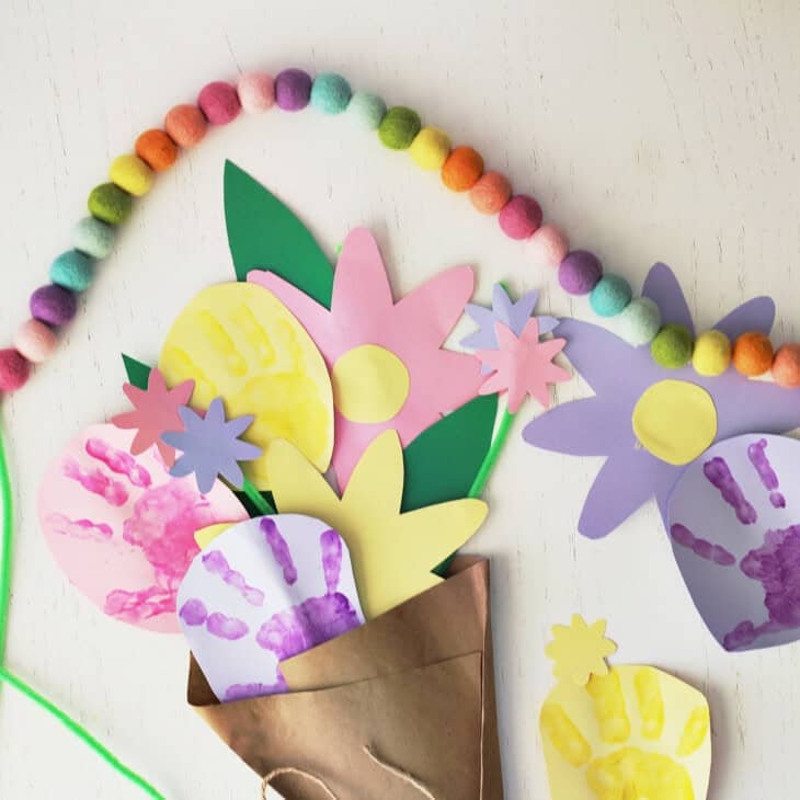 Handprint Bouquet of Flowers-with Free Printable - Childhood Magic