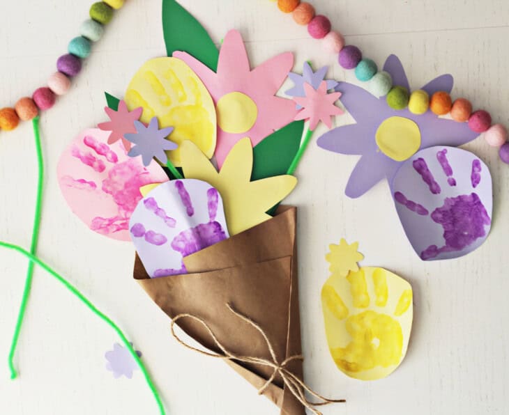 Handprint Bouquet of Flowers-with Free Printable - Childhood Magic