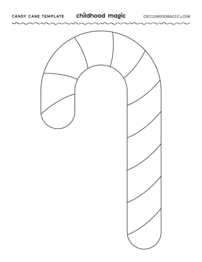 Candy Cane Template- Free Printable - Childhood Magic