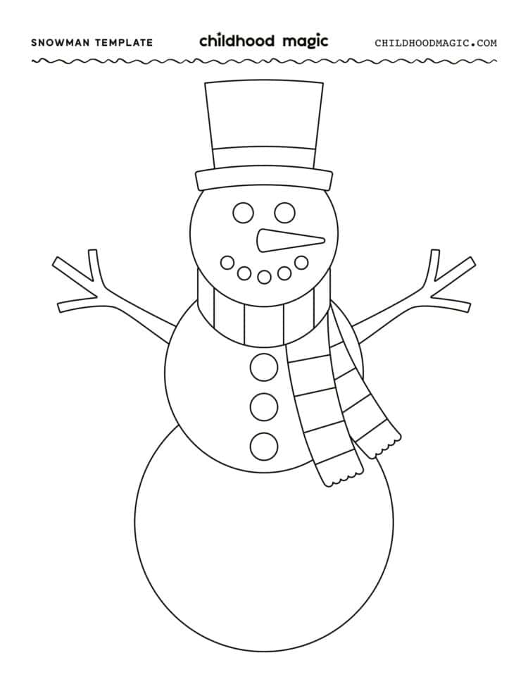 Snowman Template- Free Printable - Childhood Magic