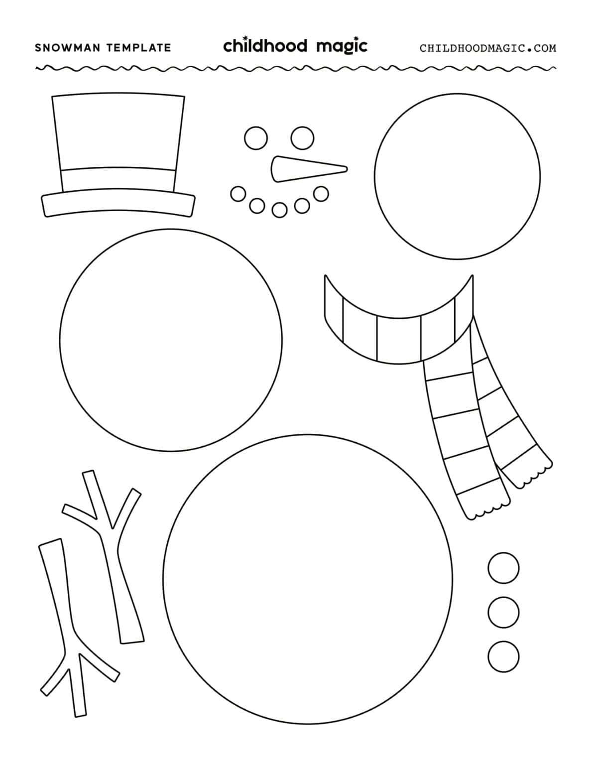 Snowman Template- Free Printable - Childhood Magic