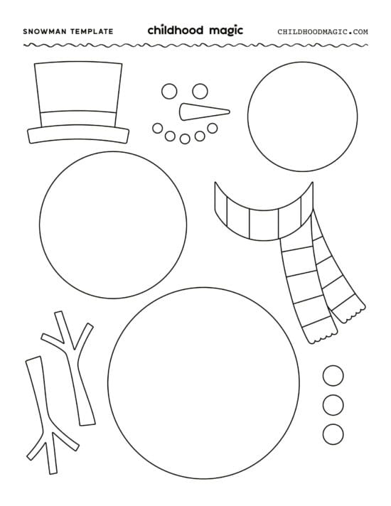 Snowman Template- Free Printable - Childhood Magic