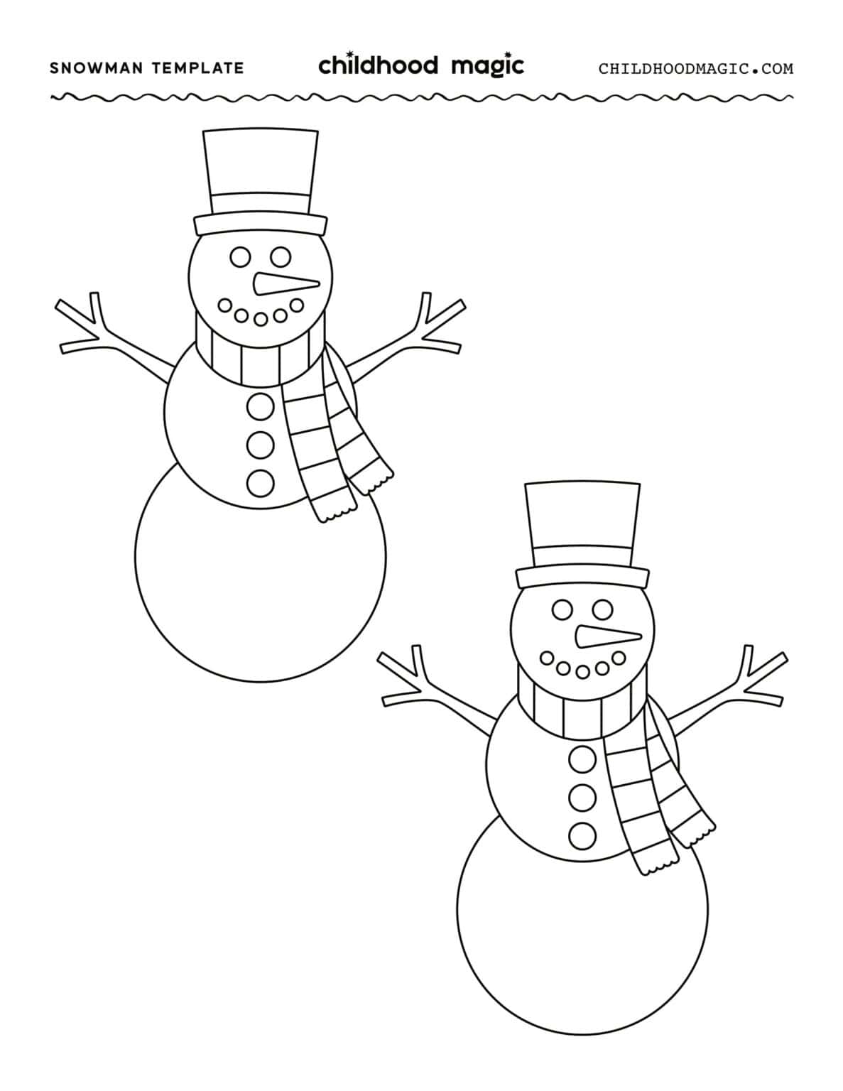 Snowman Template- Free Printable - Childhood Magic