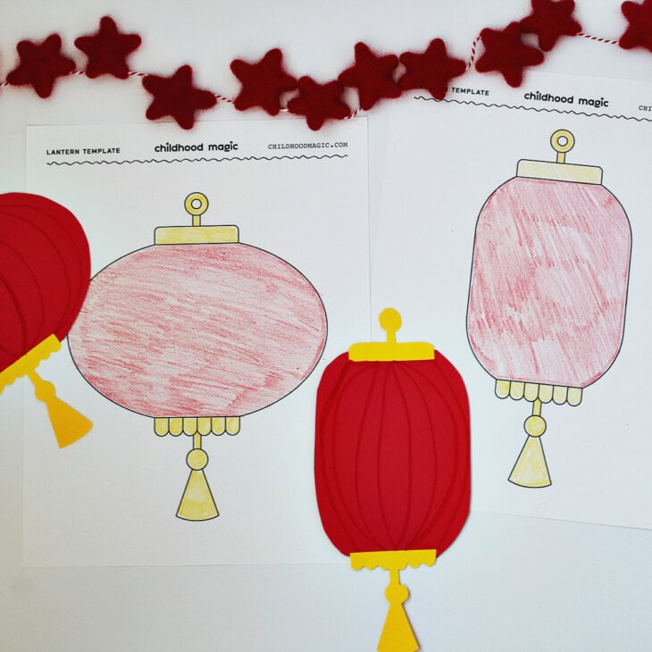 Lunar New Year Lantern Coloring Page and Craft - Childhood Magic