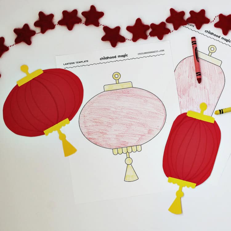 Lunar New Year Lantern Coloring Page and Craft - Childhood Magic