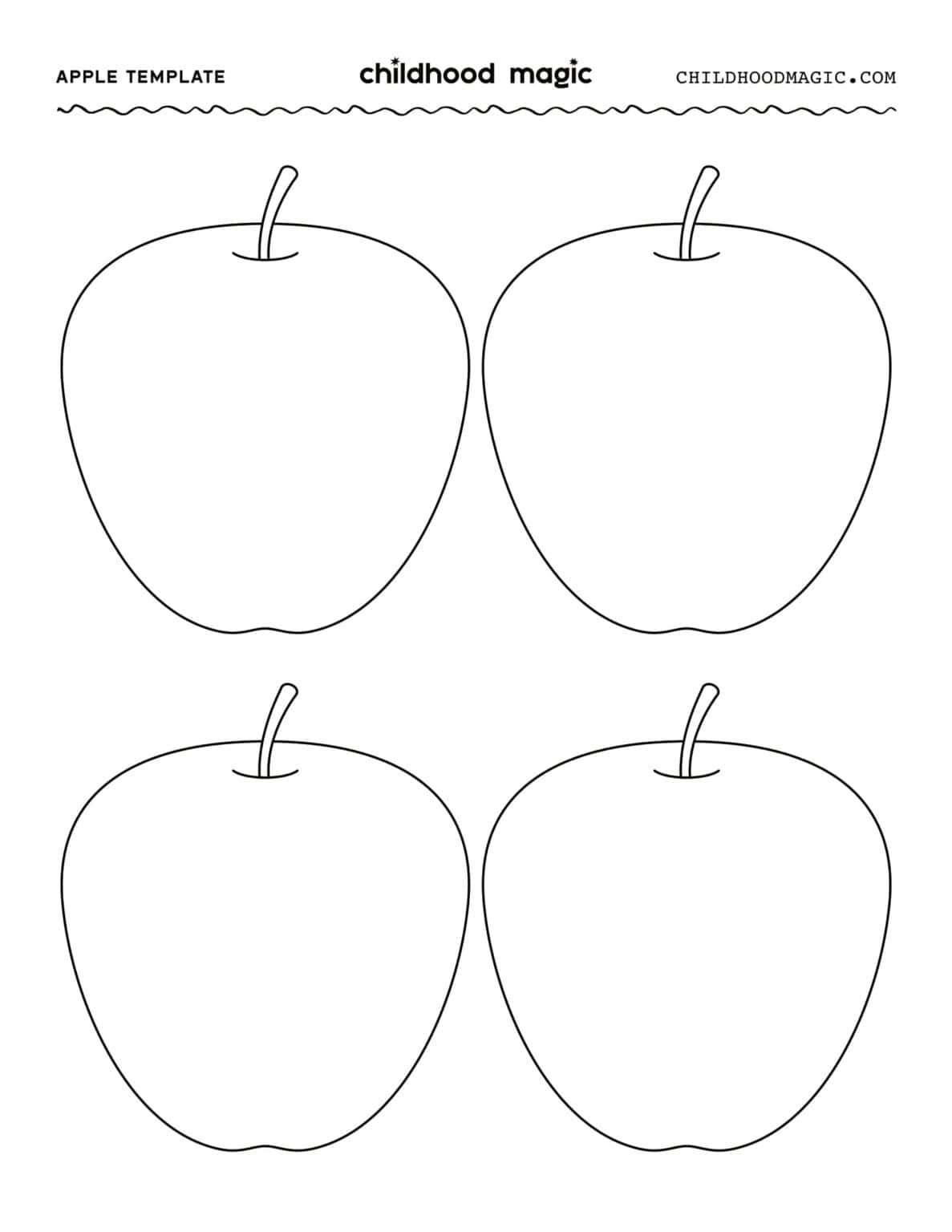 Apple Outline-Free Printable Template - Childhood Magic