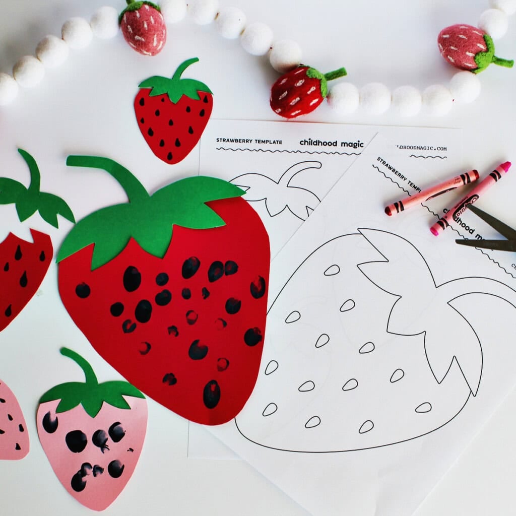 Strawberry Printable- Free Template - Childhood Magic
