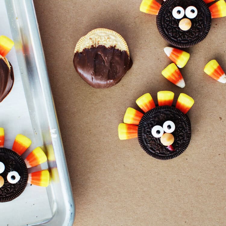 Turkey Cookies from Oreos- a Thanksgiving Treat for Kids - Childhood Magic