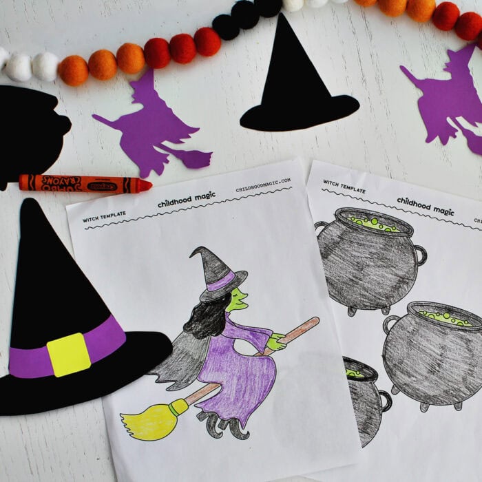 Witch Template- Free Printable Witch, Hat and Cauldron - Childhood Magic