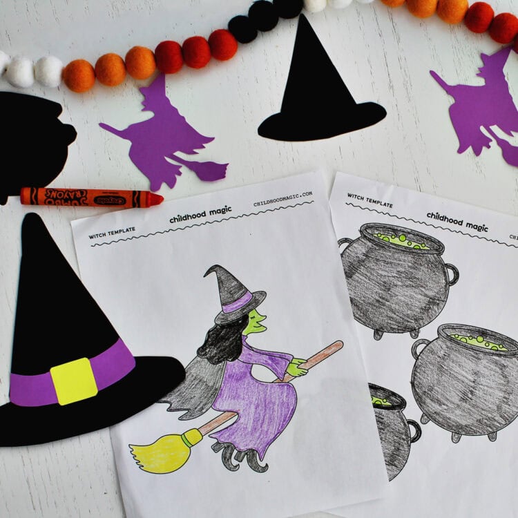 Witch Template- Free Printable Witch, Hat and Cauldron - Childhood Magic
