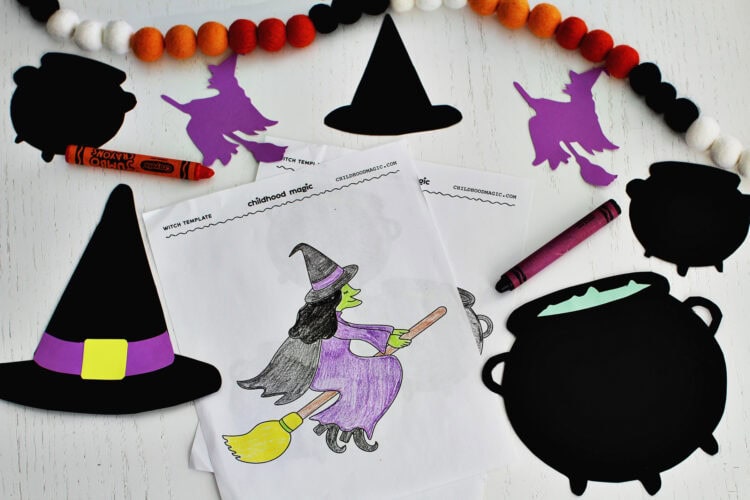 Witch Template- Free Printable Witch, Hat and Cauldron - Childhood Magic