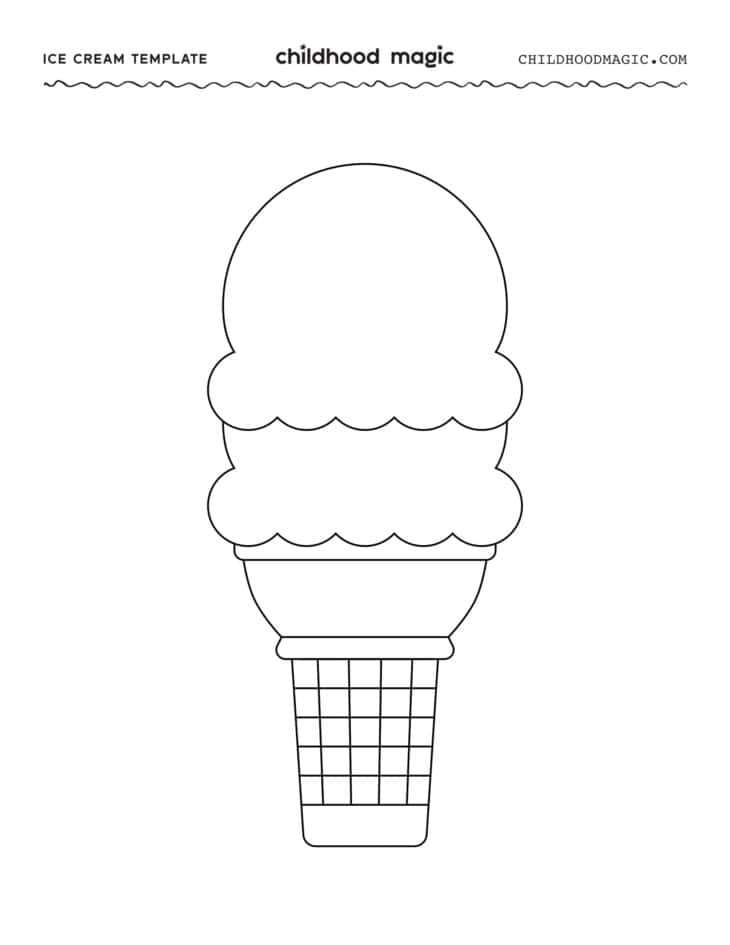 Ice Cream Template- Free Printable Outline - Childhood Magic