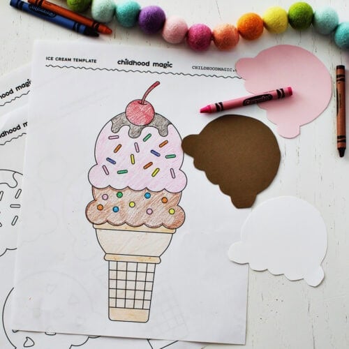 Ice Cream Template- Free Printable Outline - Childhood Magic