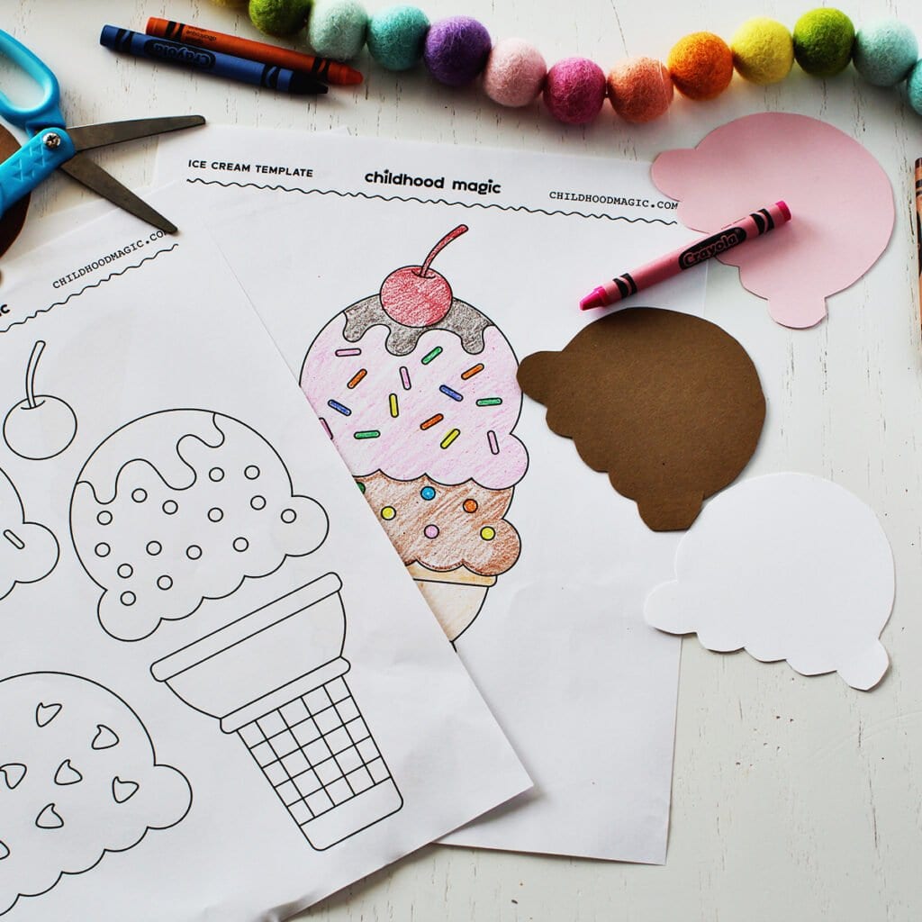 Ice Cream Template- Free Printable Outline - Childhood Magic
