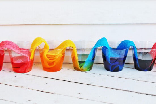 Traveling Rainbow Water Experiment- Fun Science for Kids - Childhood Magic