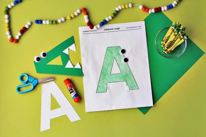 A is for Alligator- Free Printable Letter A Craft - Childhood Magic