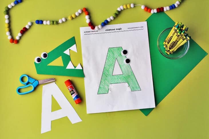 A is for Alligator- Free Printable Letter A Craft - Childhood Magic