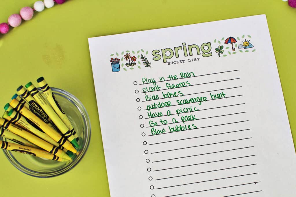Spring Bucket List for Kids- Free Printable and Ideas - Childhood Magic