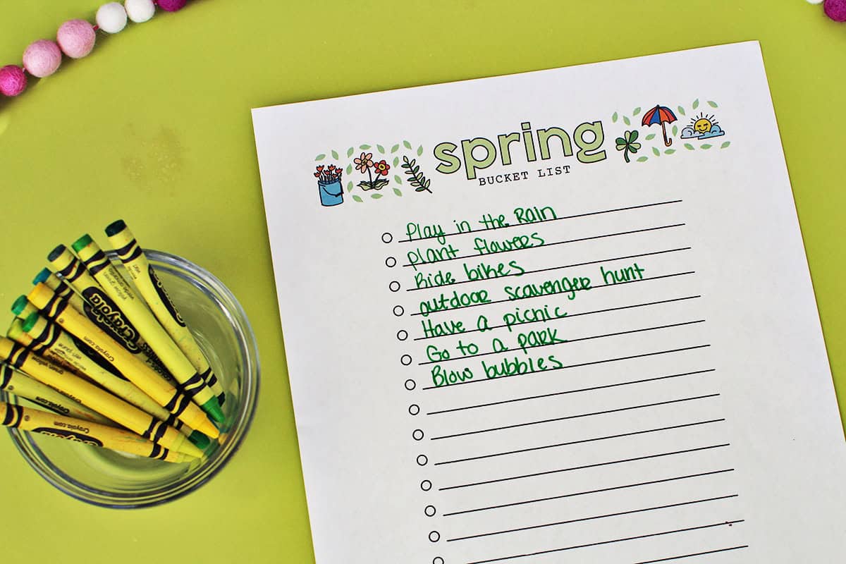 Spring Bucket List for Kids- Free Printable and Ideas - Childhood Magic