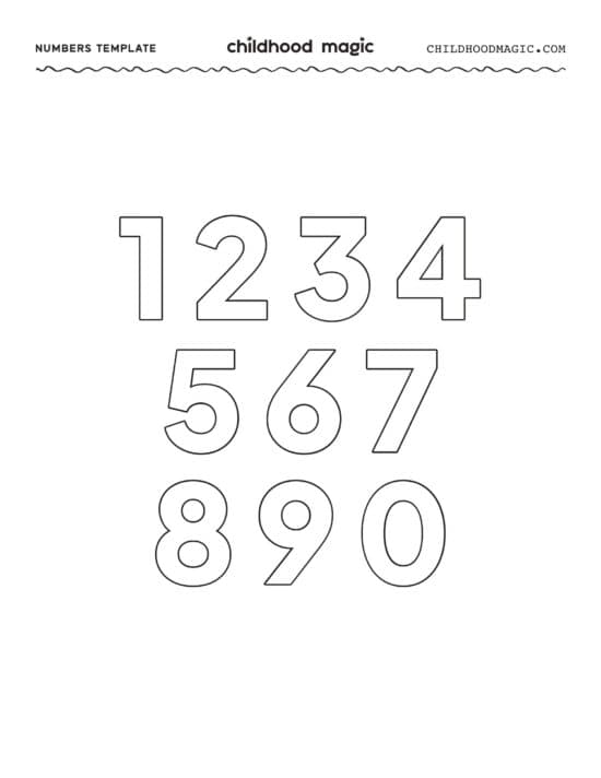 Printable Numbers 0-9: Free Number Outlines for Kids - Childhood Magic