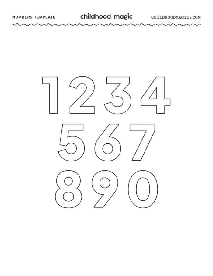 Printable Numbers 0-9: Free Number Outlines for Kids - Childhood Magic