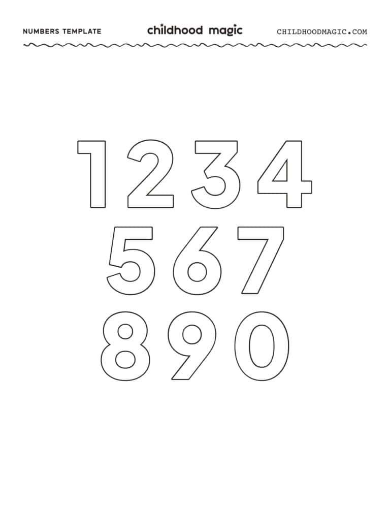 Printable Numbers 0-9: Free Number Outlines for Kids - Childhood Magic