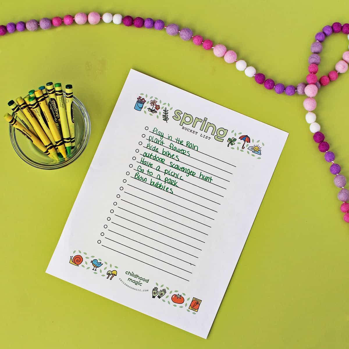 Spring Bucket List for Kids- Free Printable and Ideas - Childhood Magic