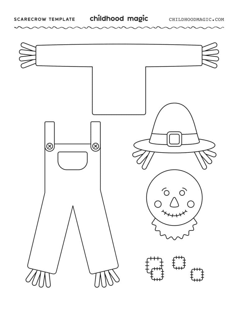 Scarecrow Template for Kids Crafts- Free Printable - Childhood Magic
