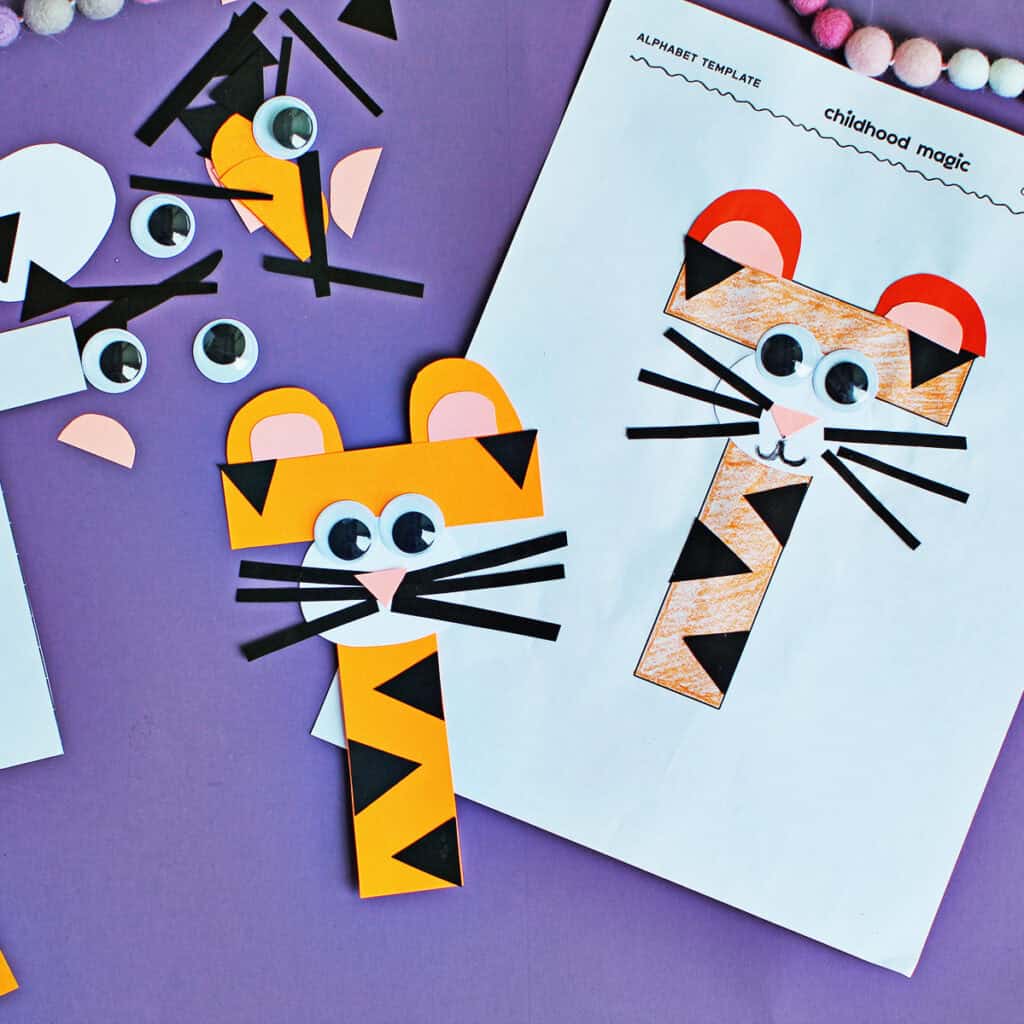 T is for Tiger Craft with a Free Printable Template - Childhood Magic