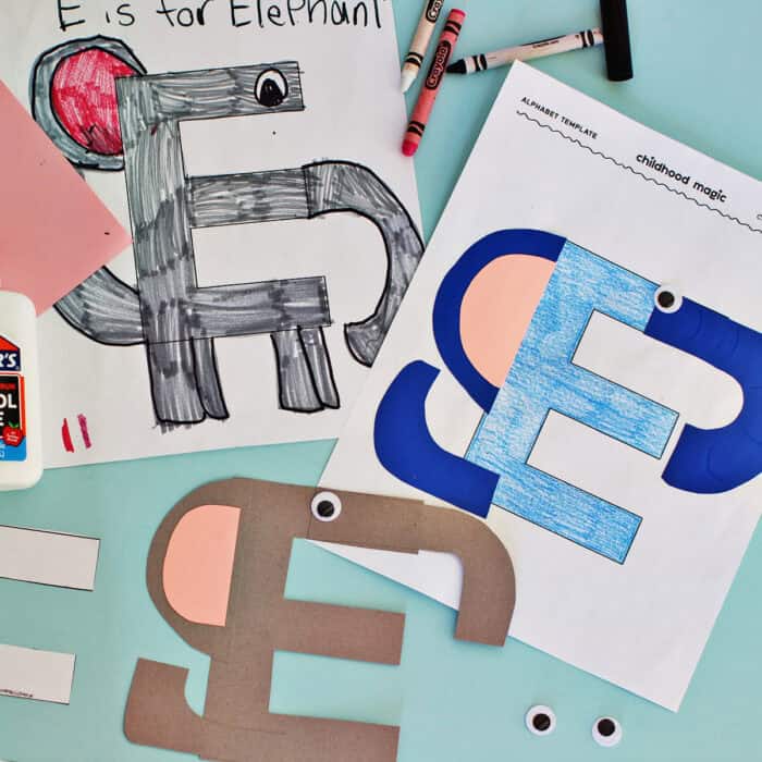 E is for Elephant Craft with Free Printable Template - Childhood Magic