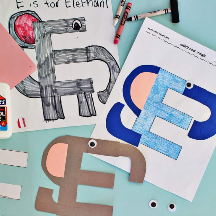 E is for Elephant Craft with Free Printable Template - Childhood Magic