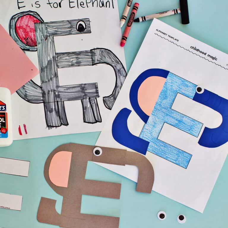 E is for Elephant Craft with Free Printable Template - Childhood Magic