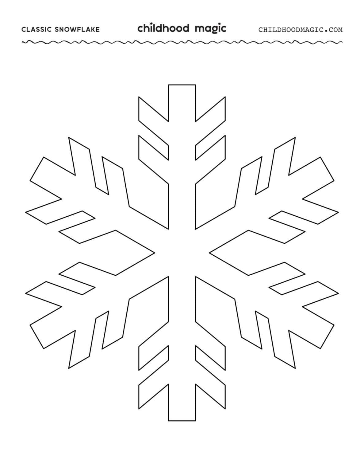 Classic Snowflake Template- Free Printable - Childhood Magic
