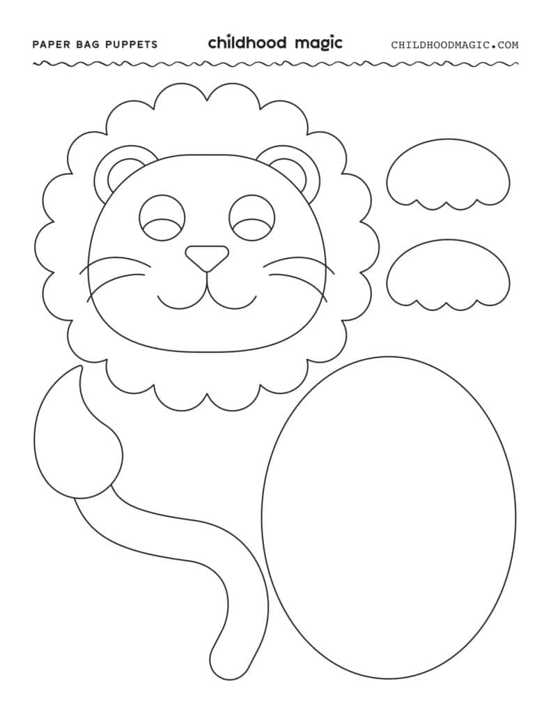 Lion Paper Bag Puppet Craft with Free Printable - Childhood Magic