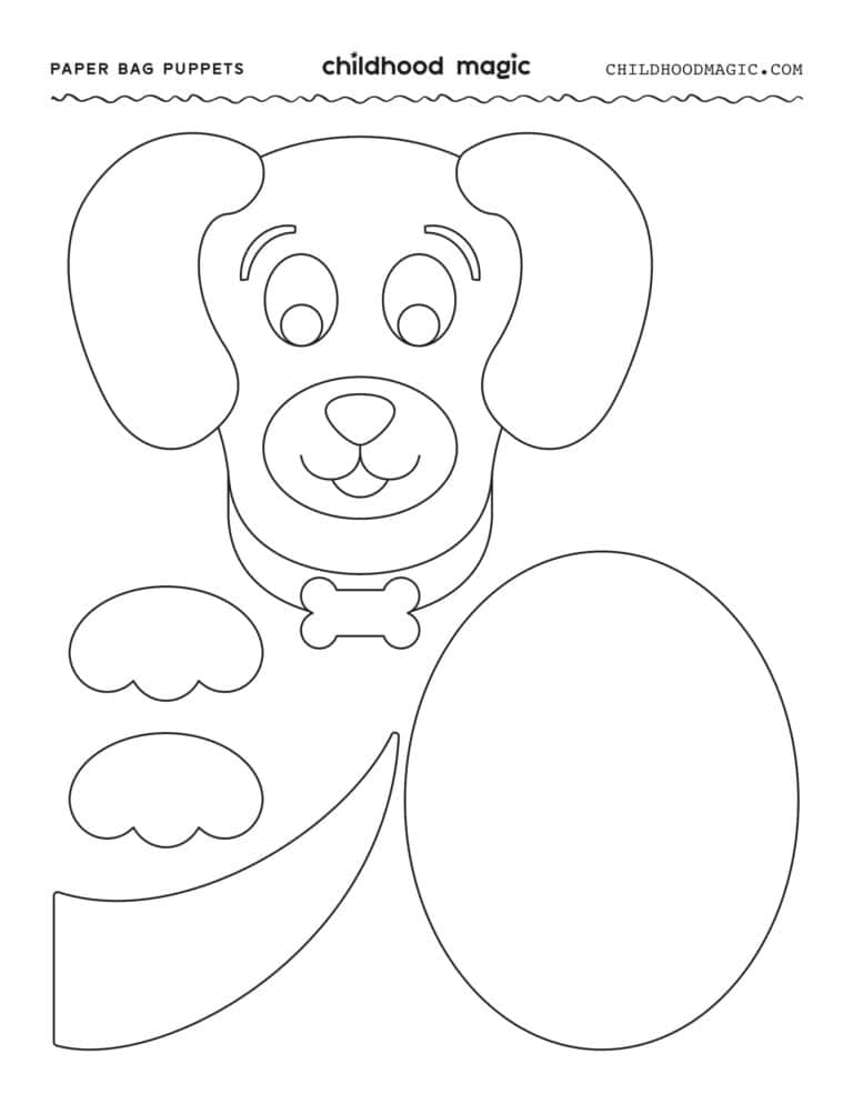 Dog Paper Bag Puppet Craft with Free Printable - Childhood Magic