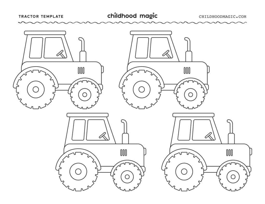 Tractor Coloring Page- Free Printable Template - Childhood Magic
