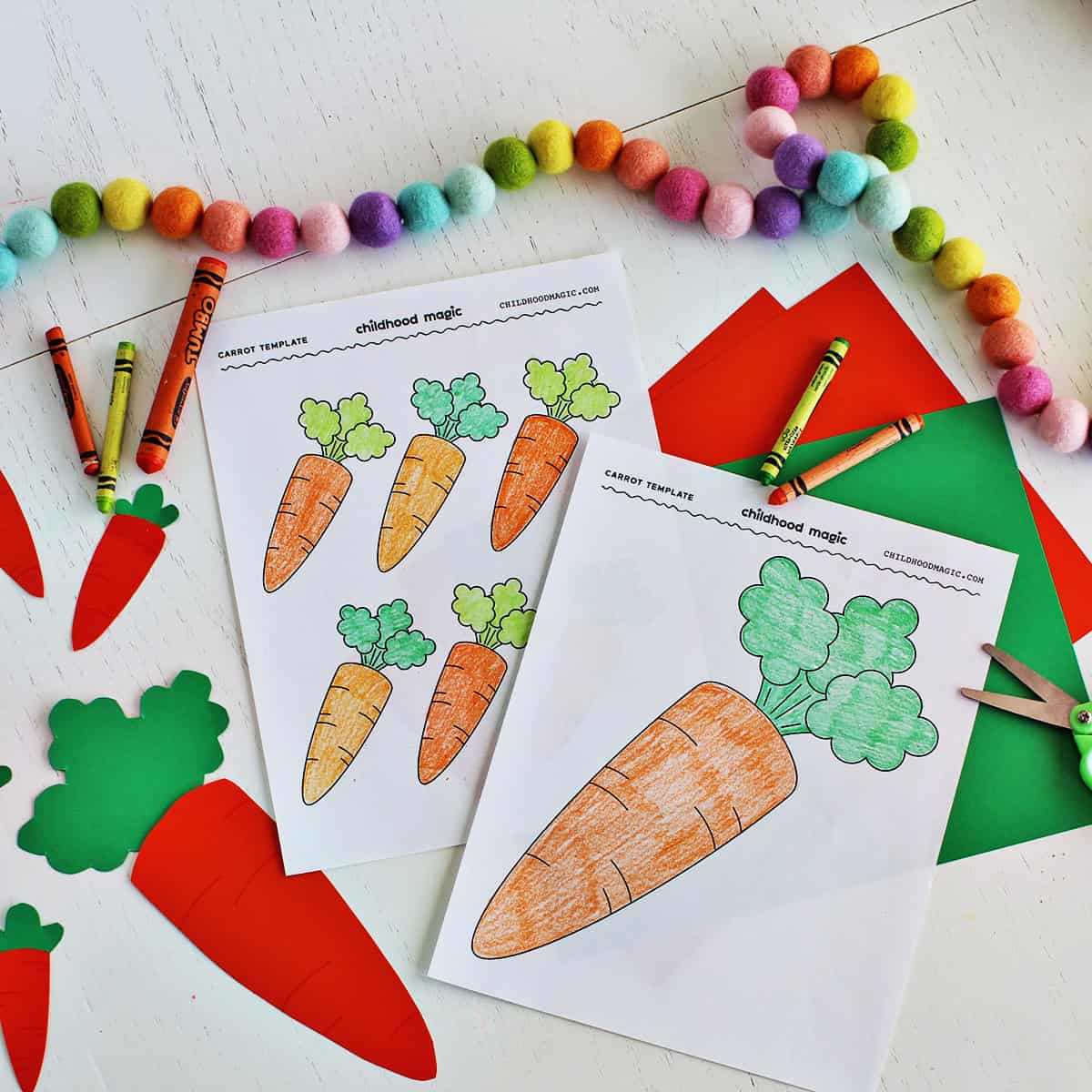 Carrot Template- Free Printable - Childhood Magic