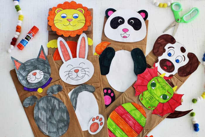 Dog Paper Bag Puppet Craft with Free Printable - Childhood Magic