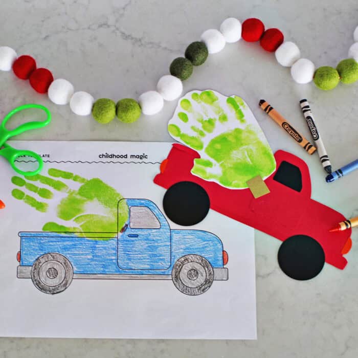 Christmas Truck Handprint Craft (and Free Printable!) - Childhood Magic