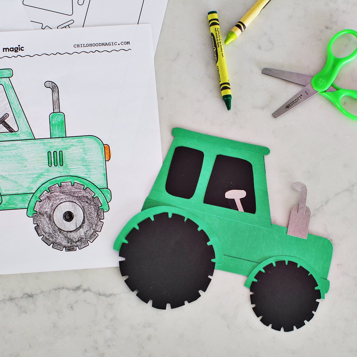 Tractor Coloring Page- Free Printable Template - Childhood Magic