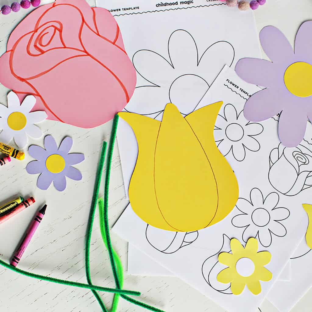 Flower Template- Free Printable Rose, Daisy and Tulip - Childhood Magic