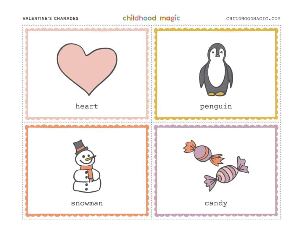 Valentine's Charades- Free Printable Game for Kids - Childhood Magic